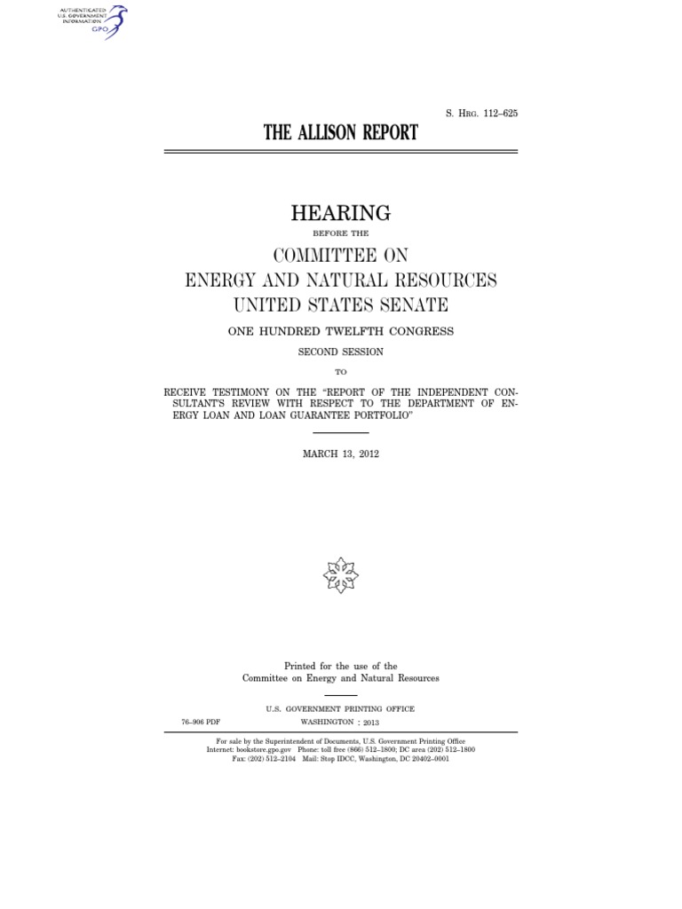 Senate Hearing, 112TH Congress - The Allison Report | PDF | Discounting ...