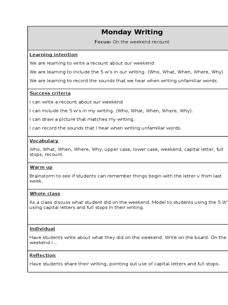 Monday Writing | PDF