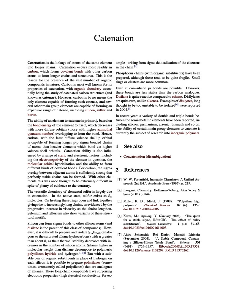 Catenation PDF | PDF | Chemical Substances | Chemical Compounds