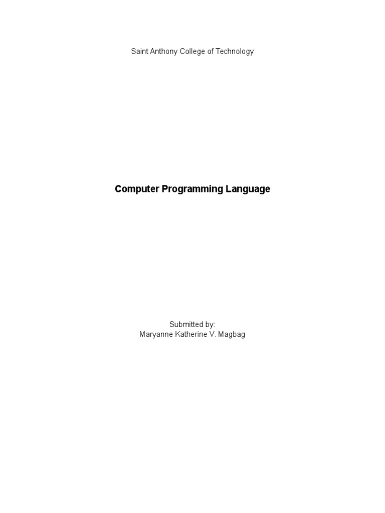 Computer Programming Language: Saint Anthony College of Technology ...