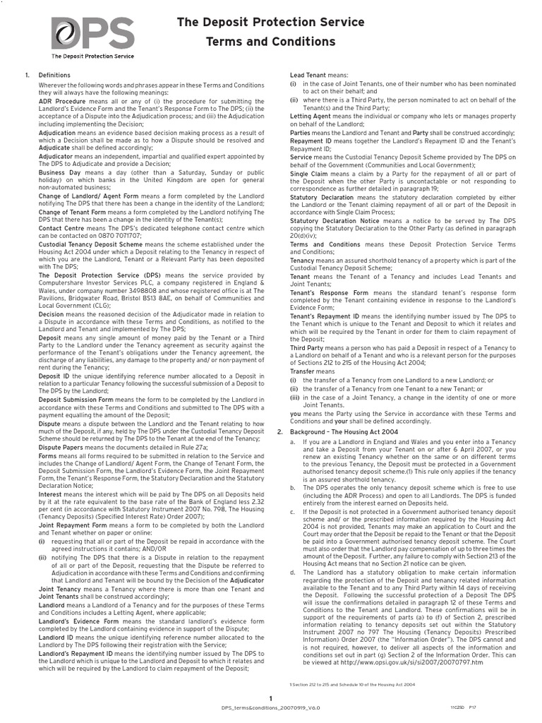 DPS | PDF | Leasehold Estate | Landlord