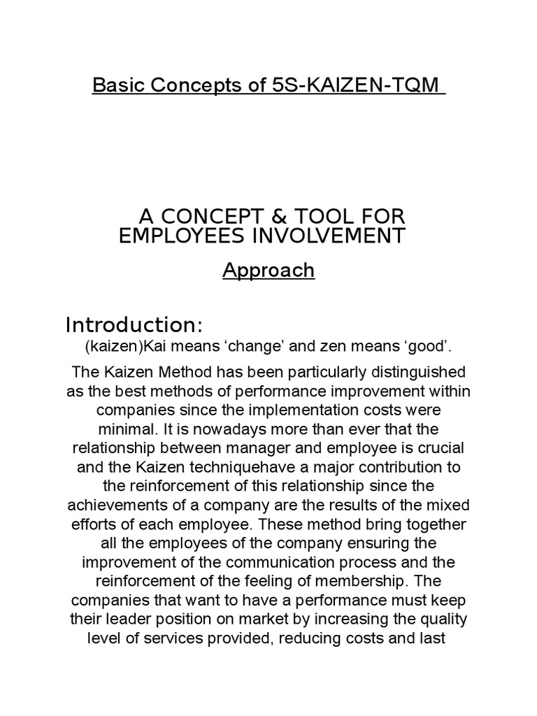 Basic Concepts of 5S-KAIZEN-TQM | PDF