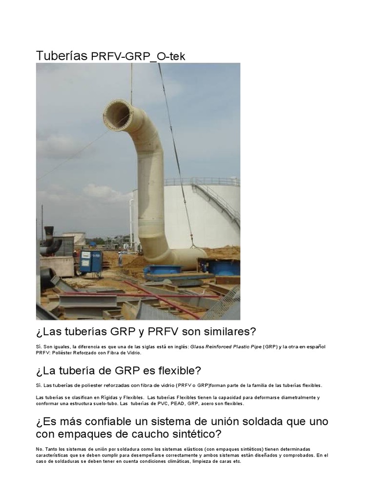 Tuberías PRFV GRP O Tek | PDF | Material compuesto | Tubería ...