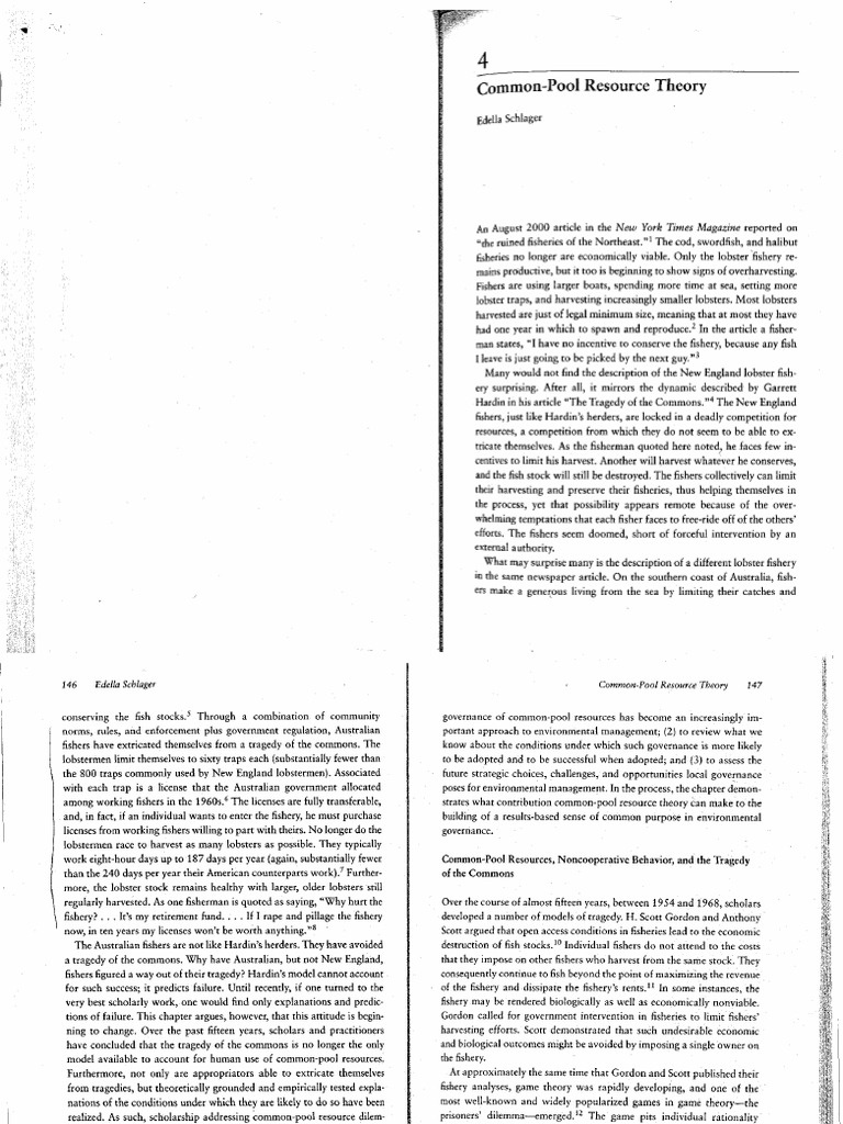 Common-Pool Resource Theory | PDF