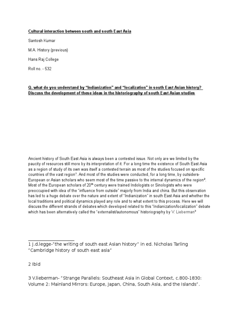 Indianization and Localization in Southeast Asia | PDF | Southeast Asia ...