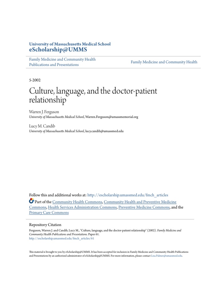 Culture and Doctor-Patient Communication | PDF
