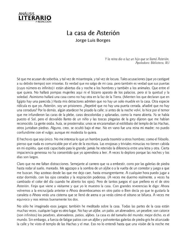La Casa de Asterión. Jlborges. | PDF