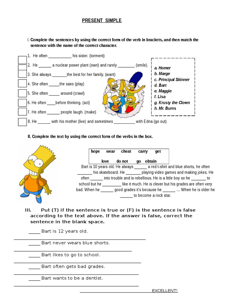Present Simple Simpsons | PDF