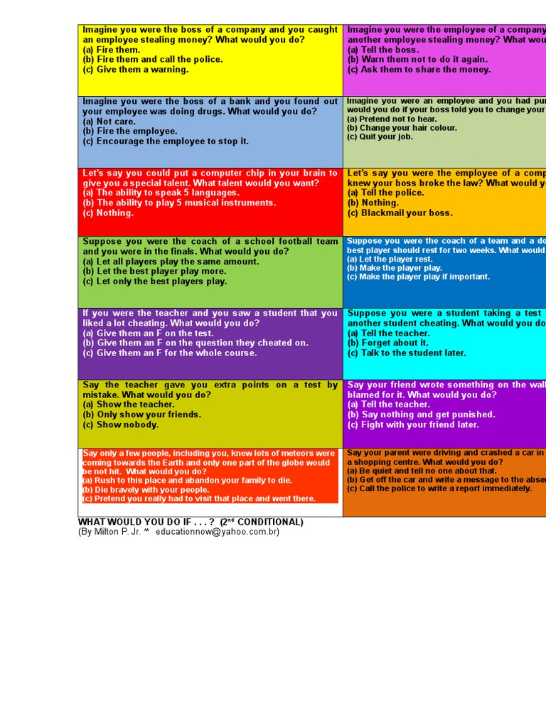 2nd Second Conditional Hypothetical Speaking Card | PDF