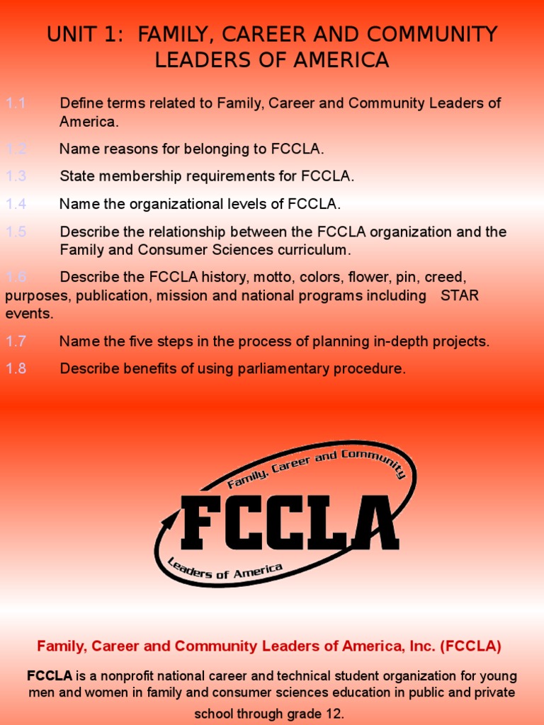 FCCLA Powerpoint For Viewing-Study Guide Fall 2015-2016 | PDF ...