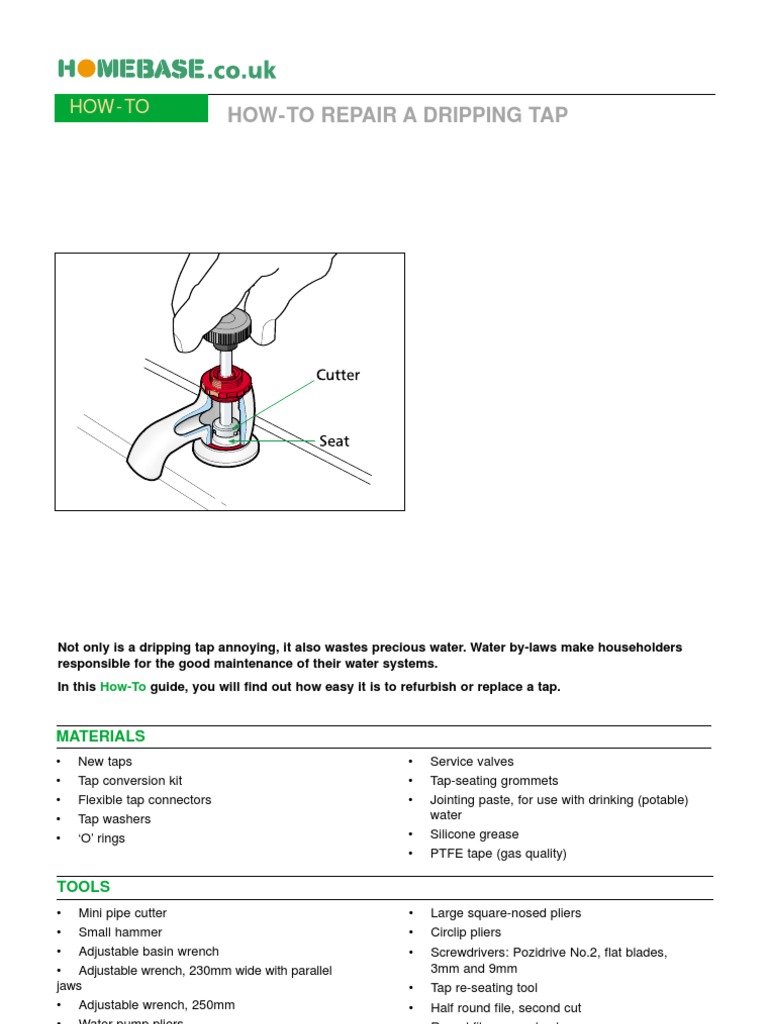 Repairing a Dripping Kitchen Tap | PDF | Tap (Valve) | Water Heating