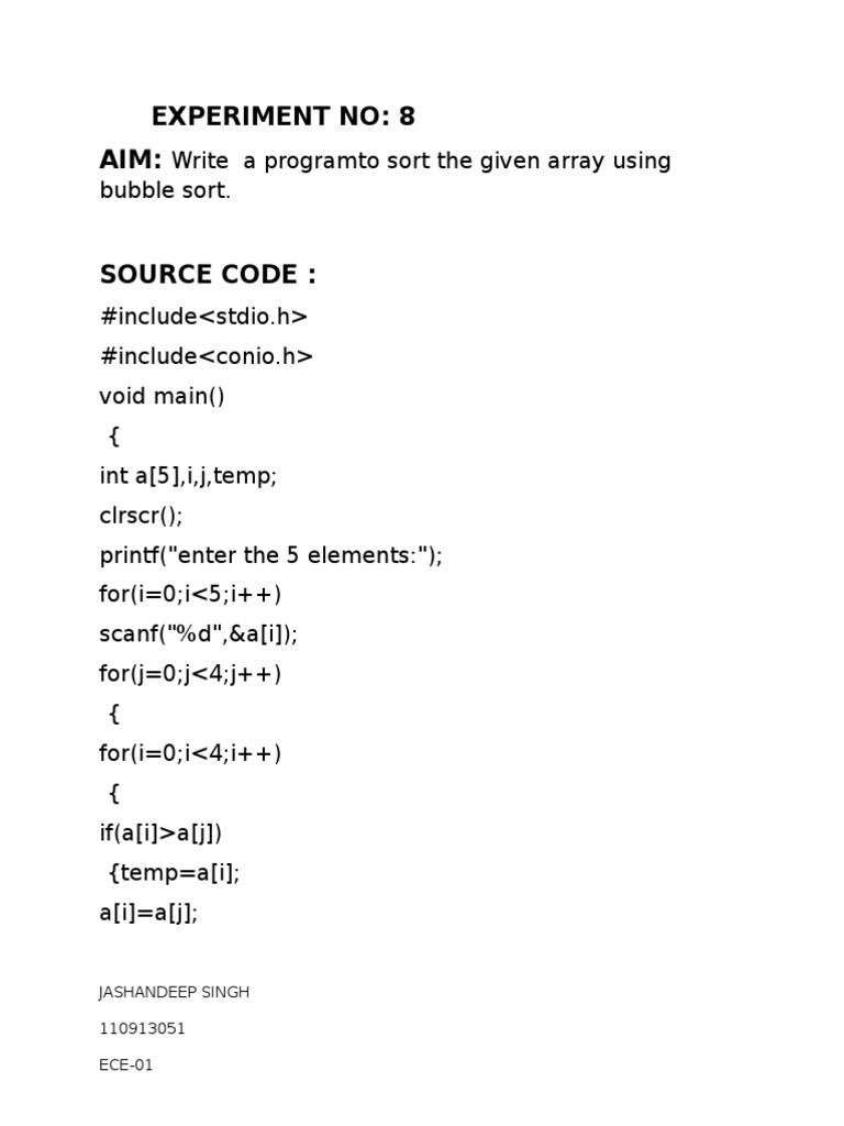 Experiment No: 8 Aim:: Jashandeep Singh 110913051 ECE-01 | PDF | Computer Standards | Computing