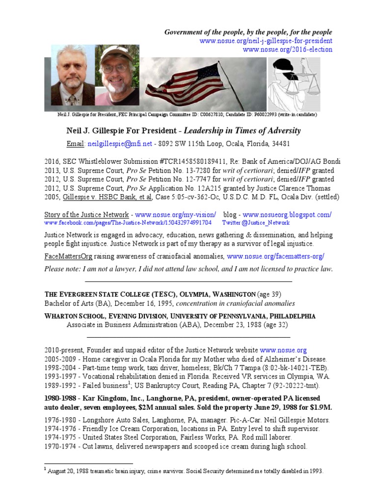 Neil J. Gillespie For President | PDF | Consumer Financial Protection ...