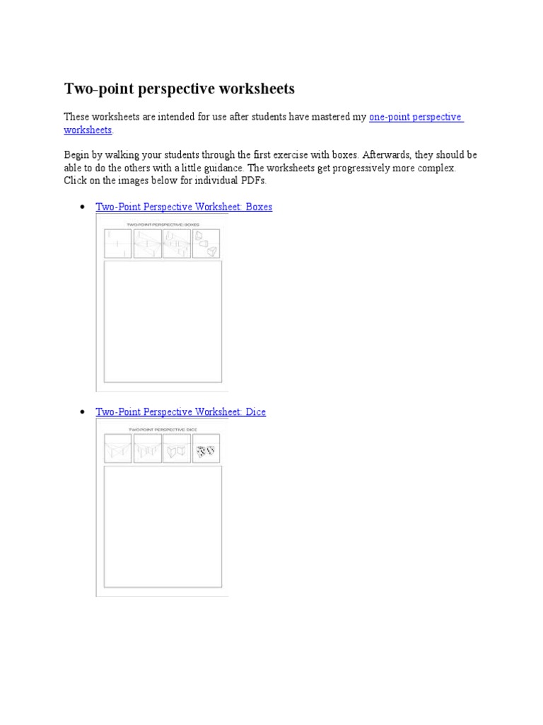 Two-Point Perspective Worksheets | PDF
