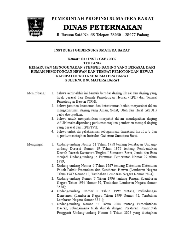 Keharusan Menggunakan Stempel Daging Yang Berasal Darirph | PDF