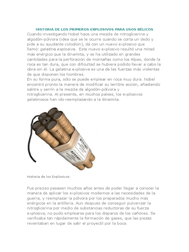 Historia de Los Primeros Explosivos para Usos Bèlicos | PDF | Armas ...