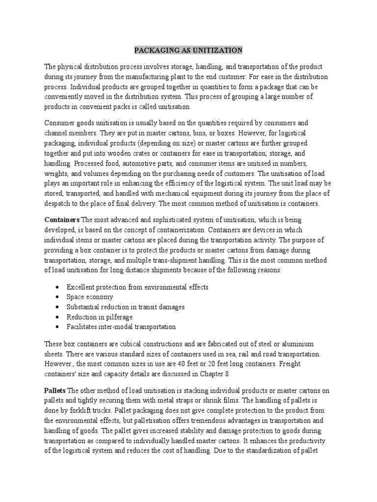 Packaging | PDF | Pallet | Warehouse