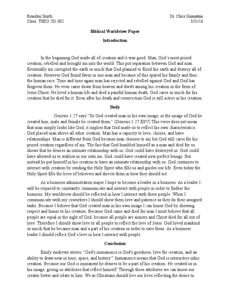 Biblical Worldview and Leadership Insights | PDF | Genesis Creation ...