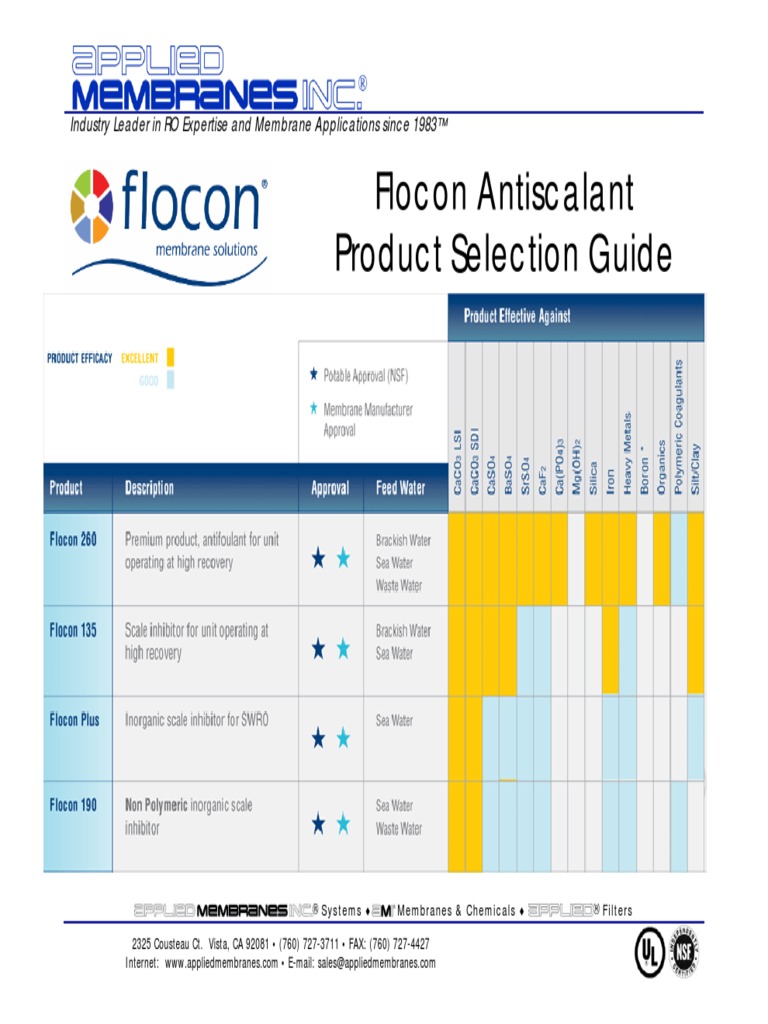 Flocon Antiscalant Product Selection Guide: Industry Leader in RO Expertise and Membrane ...