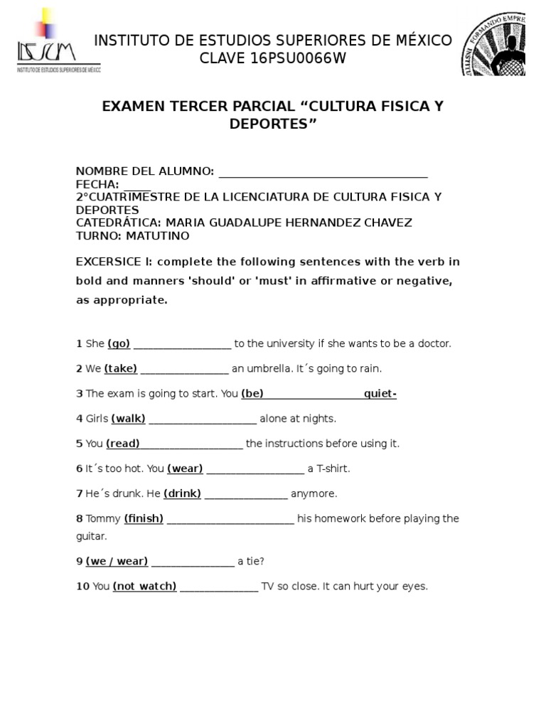 Ejercicios de Modales | PDF