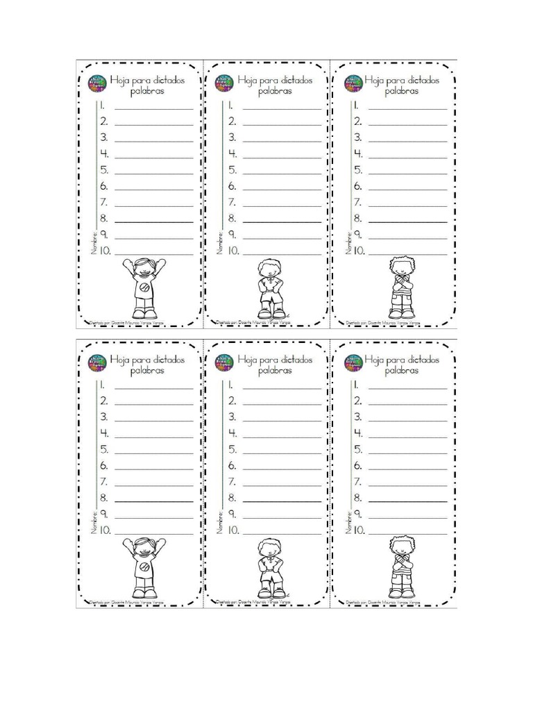 Hoja para Dictado de Palabras | PDF