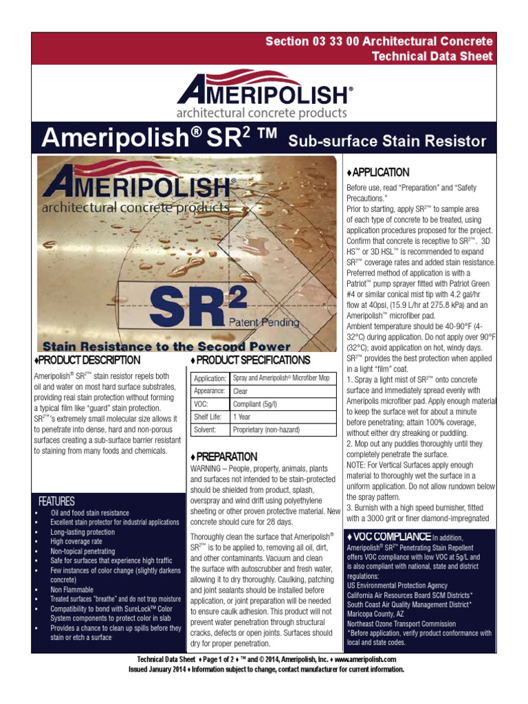 Ameripolish Tds SR2 | PDF | Concrete | Toxicity