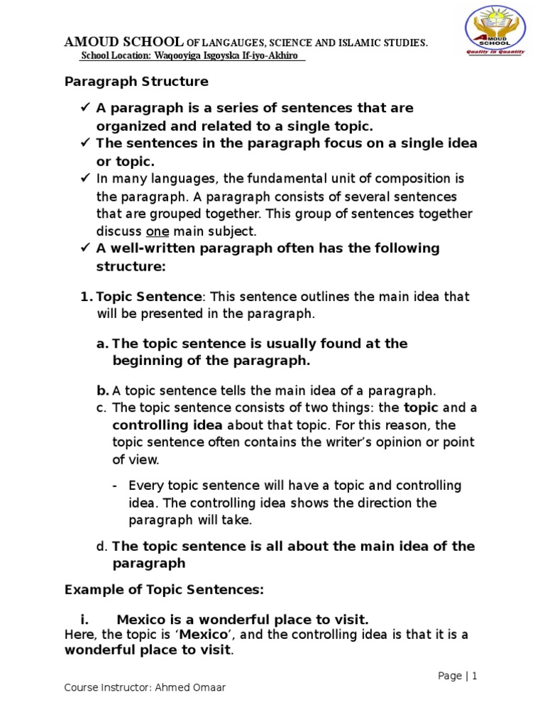 Paragraph Structure | PDF | Paragraph | Sentence (Linguistics)