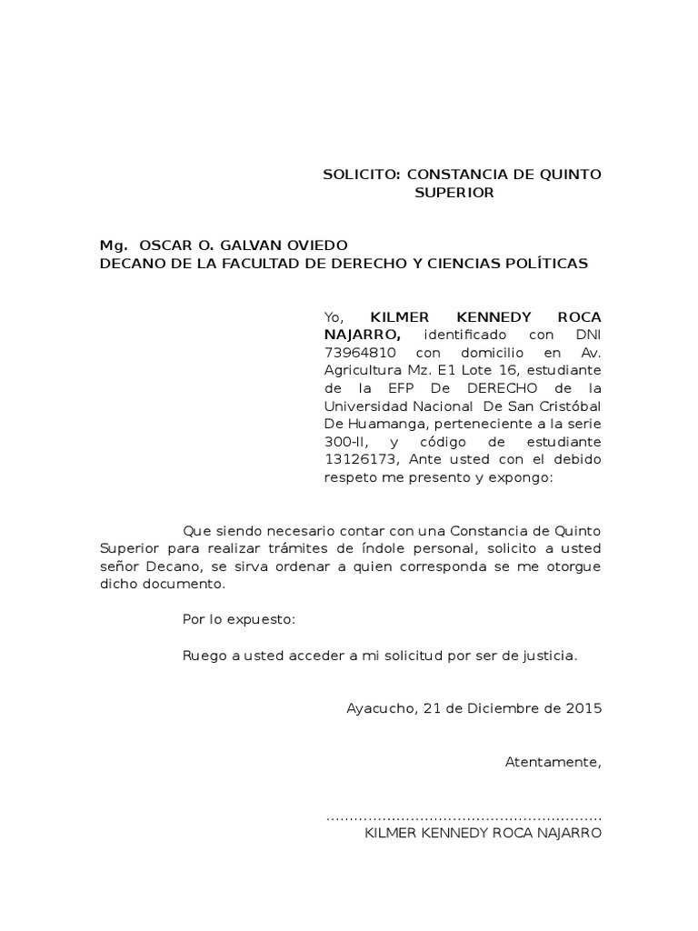 Solicitud Quinto Superior | PDF