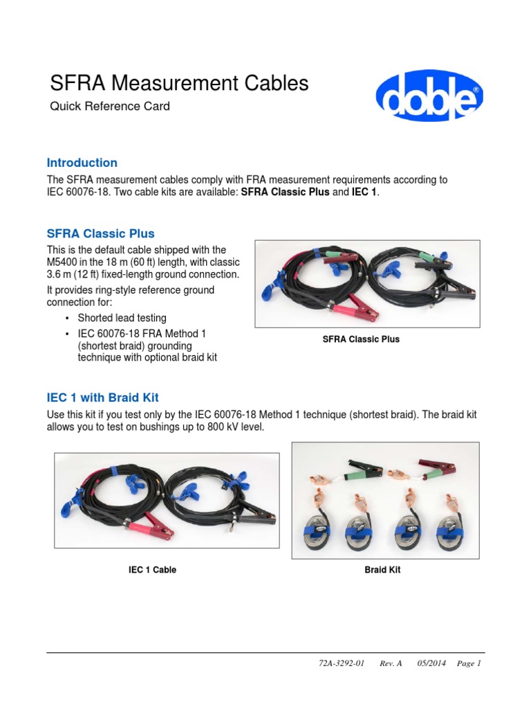 SFRA Cables Quick Reference | PDF | Cable | Hertz