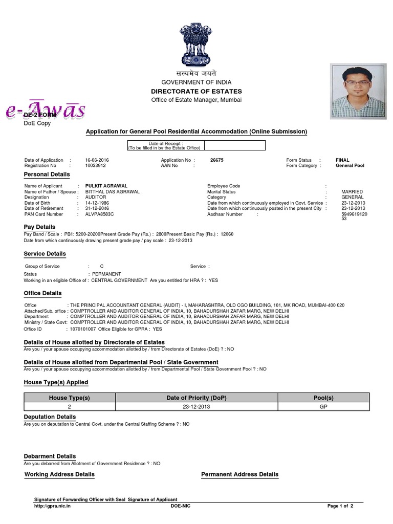 De 2 Form | Download Free PDF | Government Information | Government