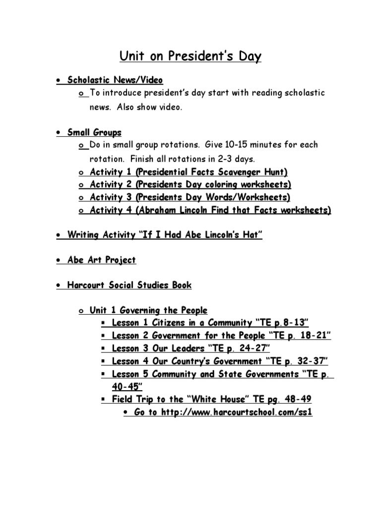 Engaging President's Day Activities | PDF | Politics | Social Science