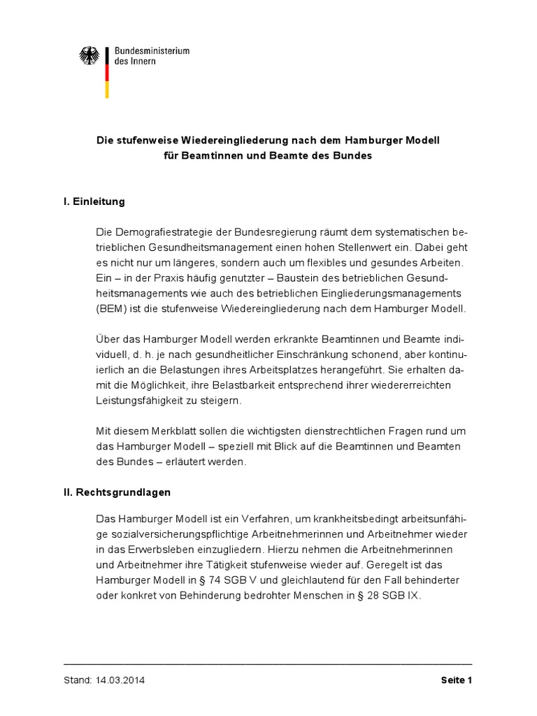 Hamburger-modell Für Bundesbeamte