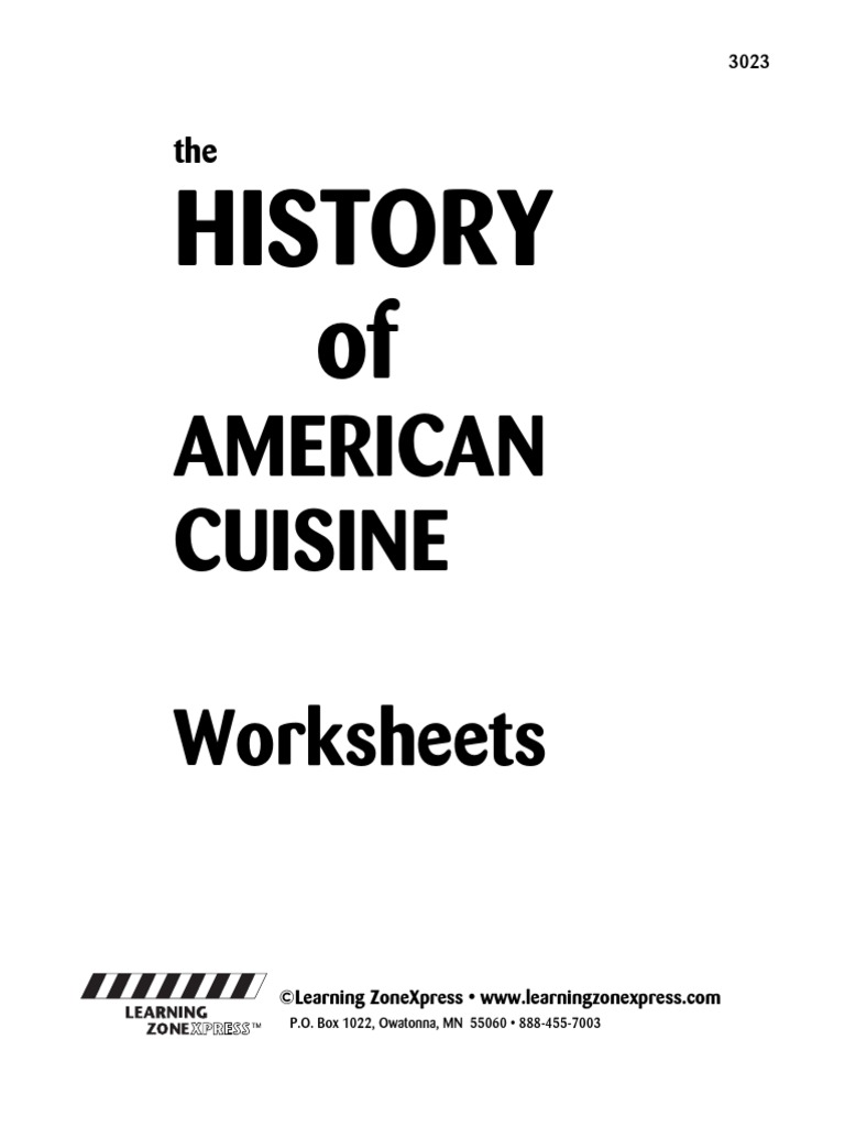 History of American Cuisine Worksheets | PDF | Cuisine Of The United ...