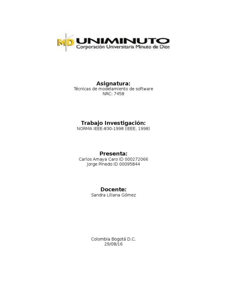 Norma IEEE-830-1998 | PDF | Objeto (informática) | Software