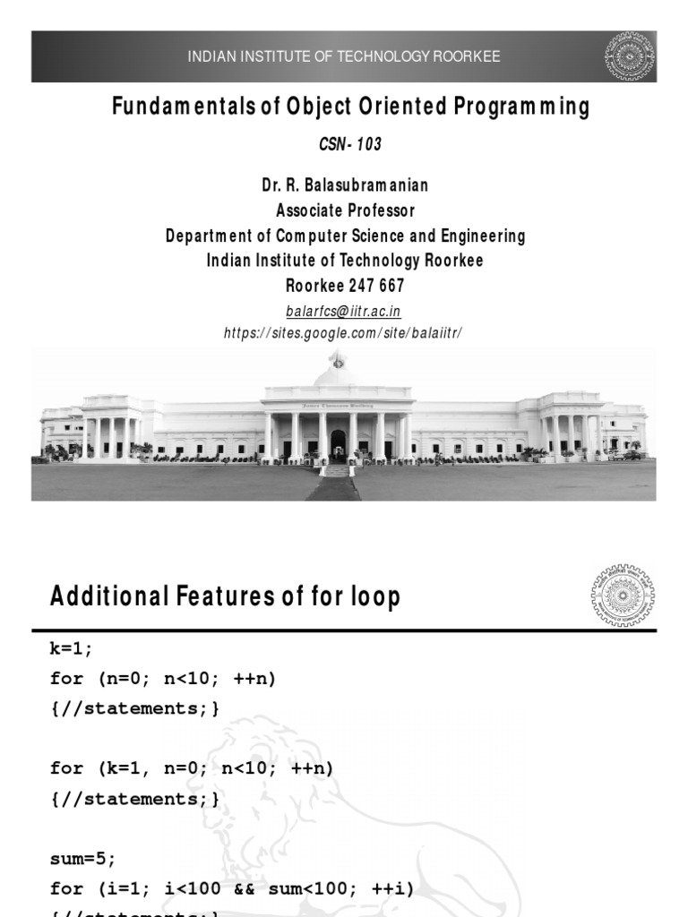 Fundamentals of Object Oriented Programming | PDF