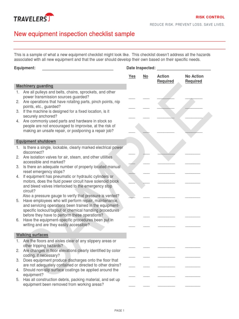 New Equipment Inspection Checklist | PDF | Machines | Manufactured Goods