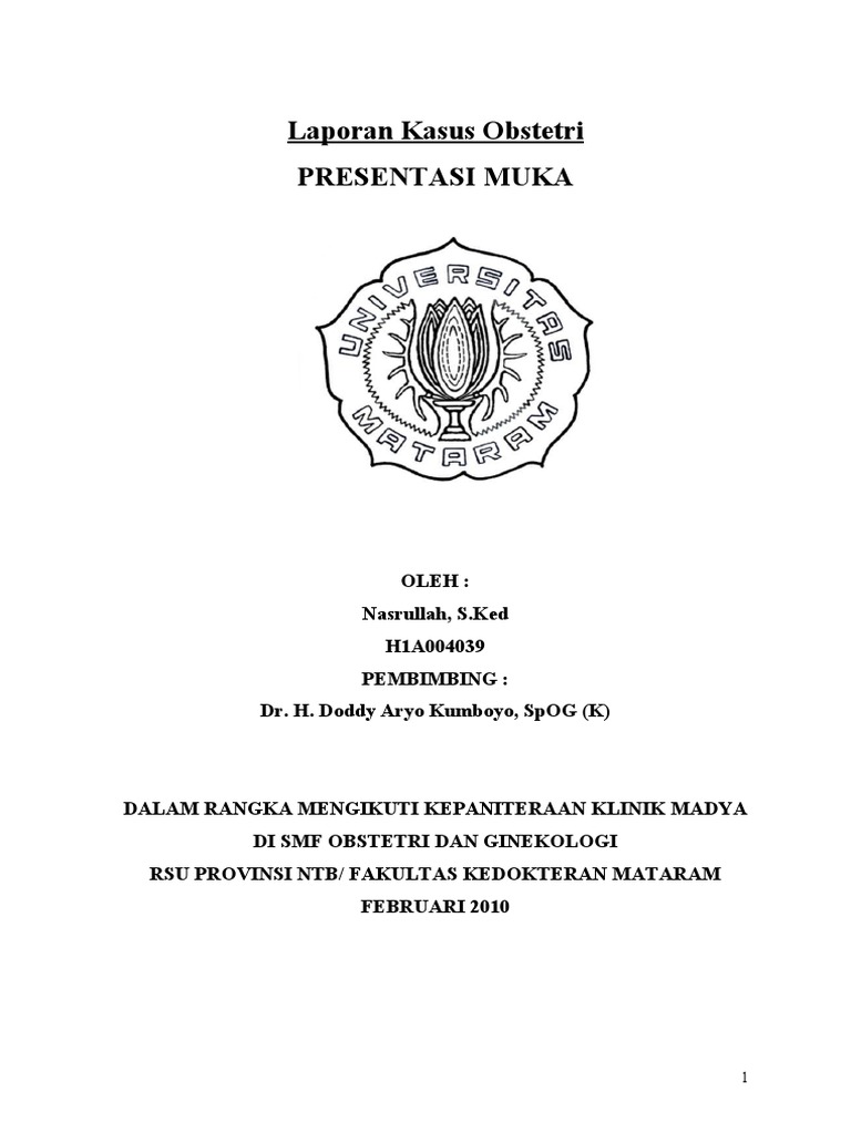Laporan Kasu Obstetri Presentasi Muka - N@s | PDF | Kesehatan Holistik ...