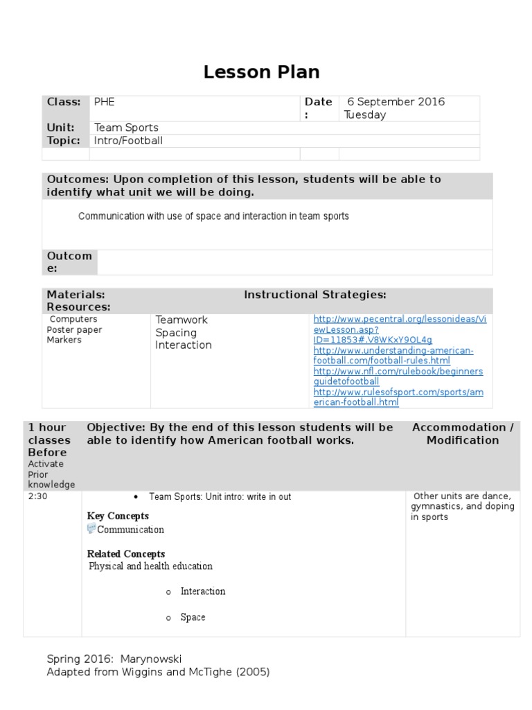 Phe Theory Lesson Plan1 | PDF