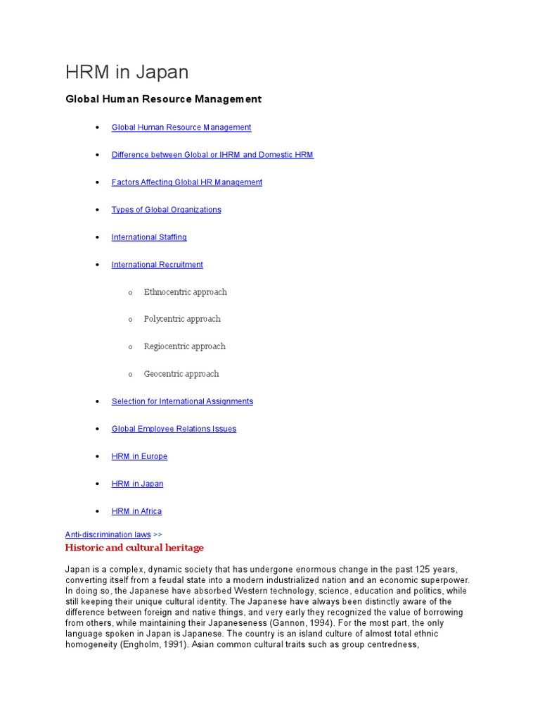 HRM in Japan | PDF | Employment | Human Resource Management