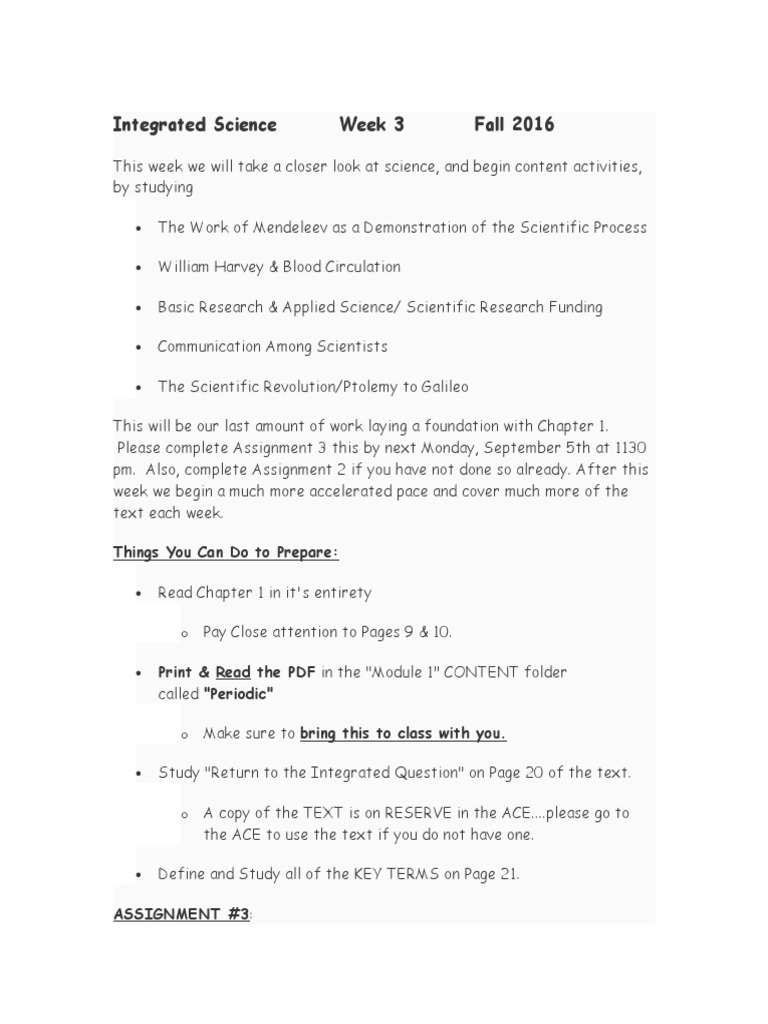 Integrated Science Week 3 Overview | PDF