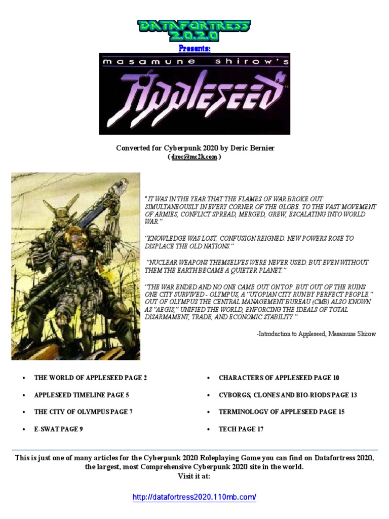 Appleseed: Cyberpunk 2020 Overview | PDF | Shell (Projectile) | Ammunition