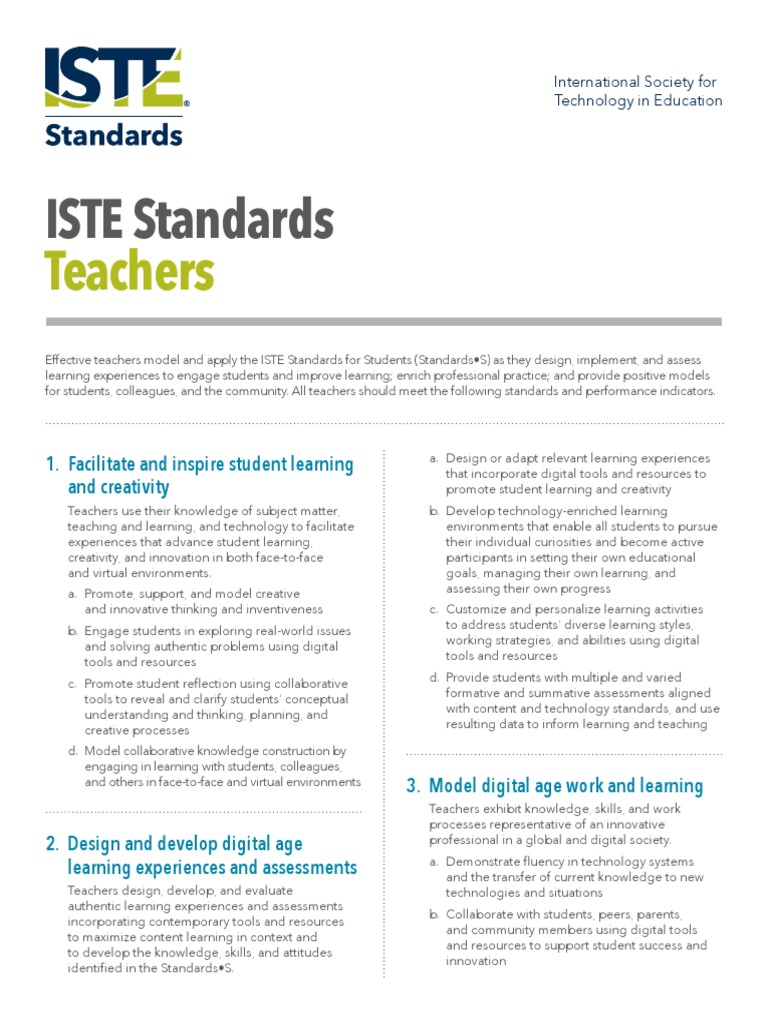 Iste Standards For Teachers | PDF | Creativity | Collaboration