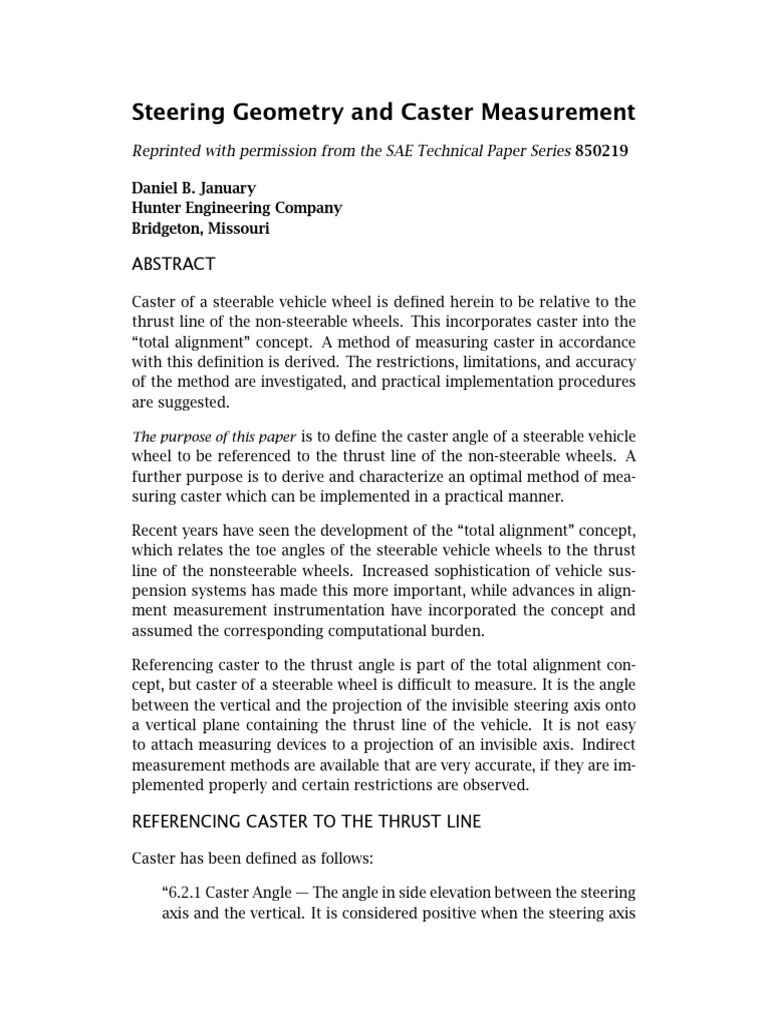 Caster Angle Measurement Methodology | PDF | Steering | Trigonometric ...