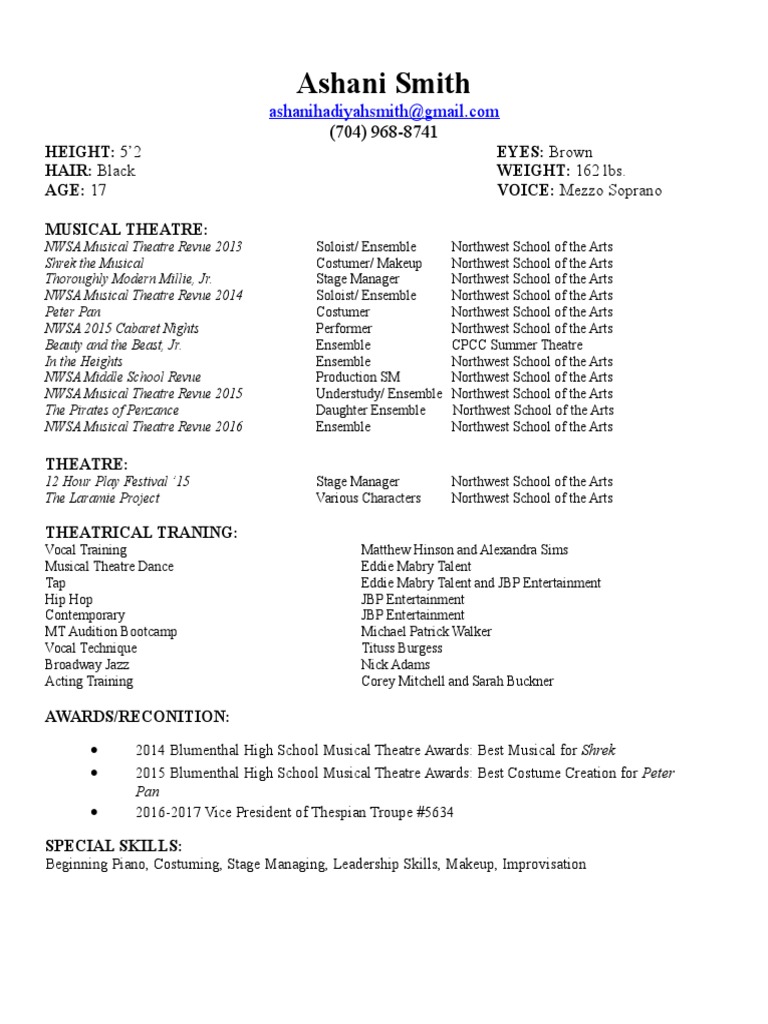 Ashani Smith: HEIGHT: 5'2 EYES: Brown HAIR: Black WEIGHT: 162 Lbs. AGE ...