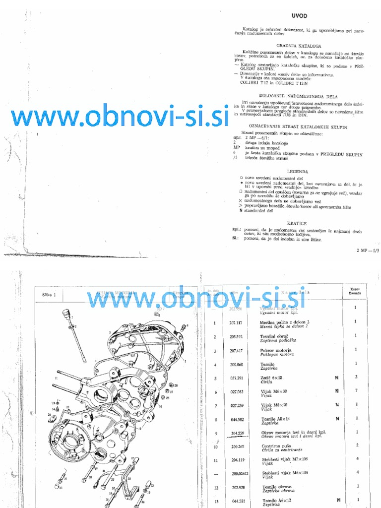 Katalog Rezervnih Delov Tomos Colibri T12 PDF | PDF