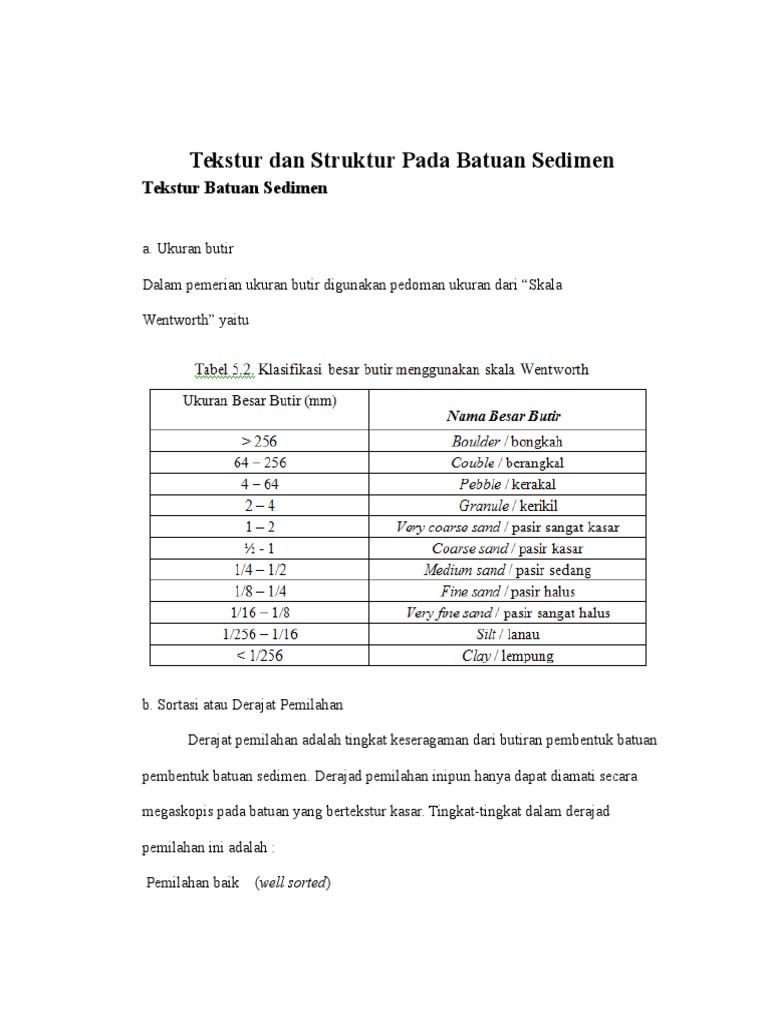 Tekstur Dan Struktur Pada Batuan Sedimen | PDF