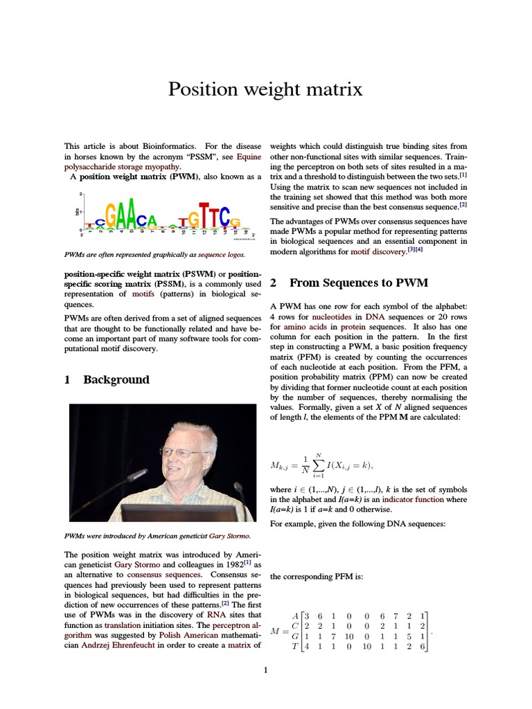 Position Weight Matrix | PDF | Computational Biology | Biostatistics