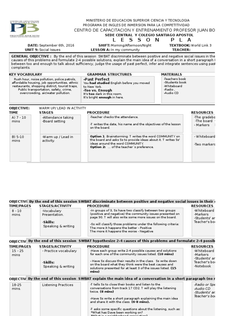 Lesson Plan Unit 9 A | PDF