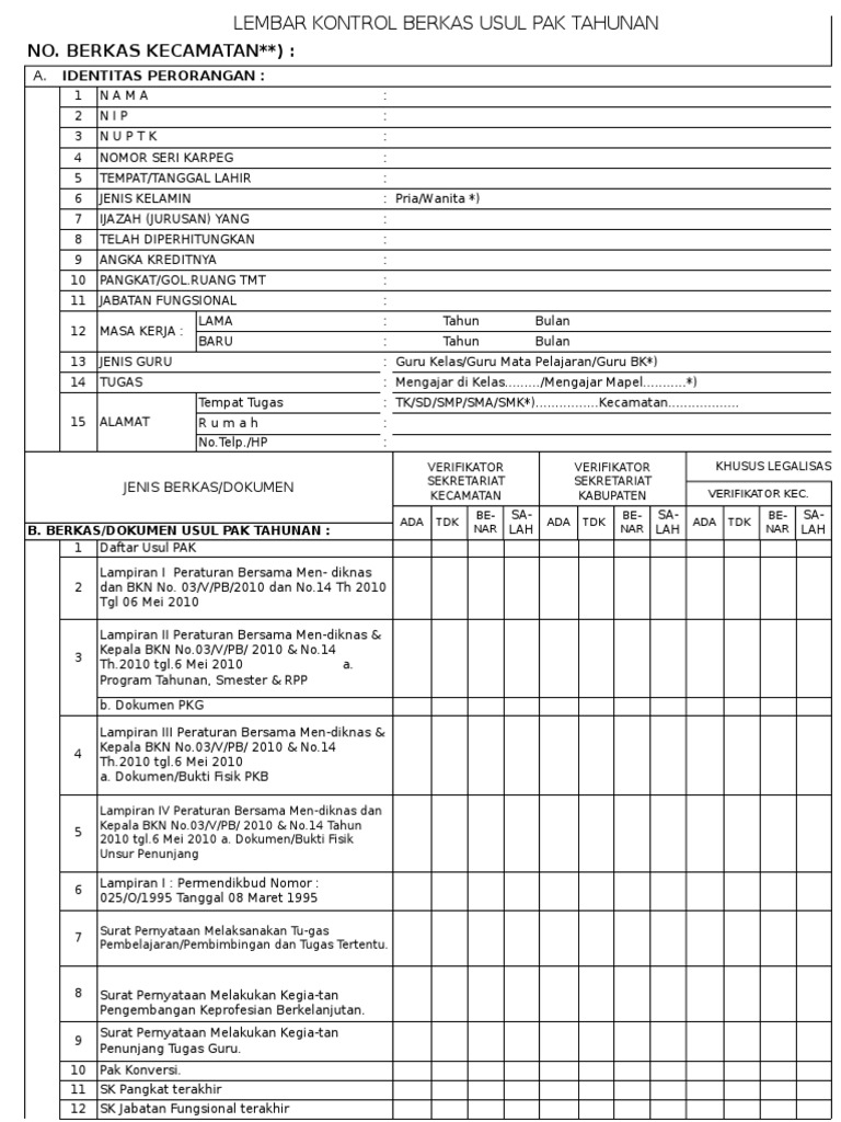 Contoh Sampul (Lembar Kontrol Dupak) | PDF