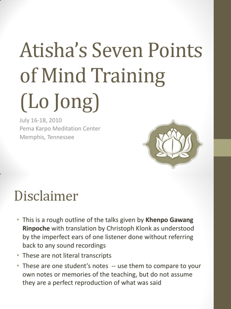 Atisha's Seven Point of Mind Training | PDF | Mind | Religious ...